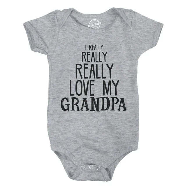 Baby Bodysuit BELLA CANVAS Baby Really Really Love My Grandpa Cute Funny Infant Creeper Bodysuit ...