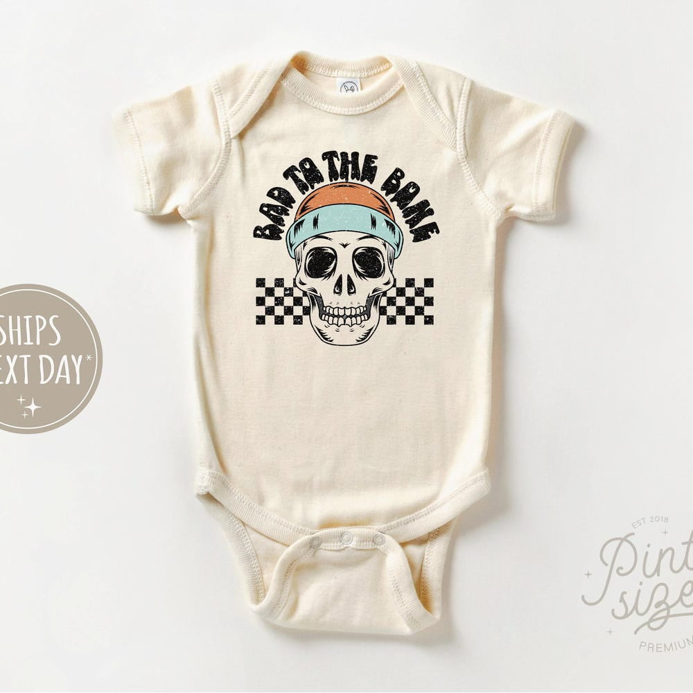 Baby Bodysuit BELLA CANVAS Bad To The Bone Baby Onesie - Boys Checkered ...