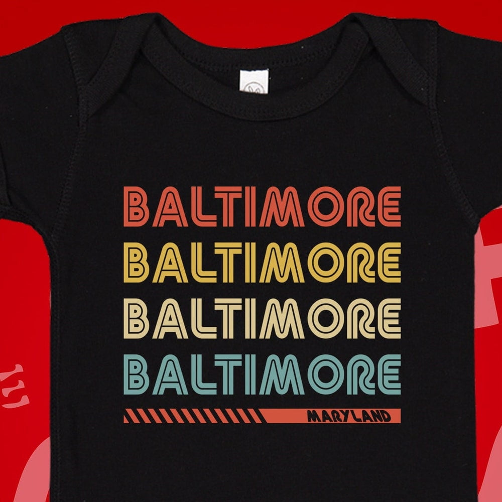 Baby Bodysuit BELLA CANVAS Baltimore Baby Onesie, Retro Baltimore Kids ...
