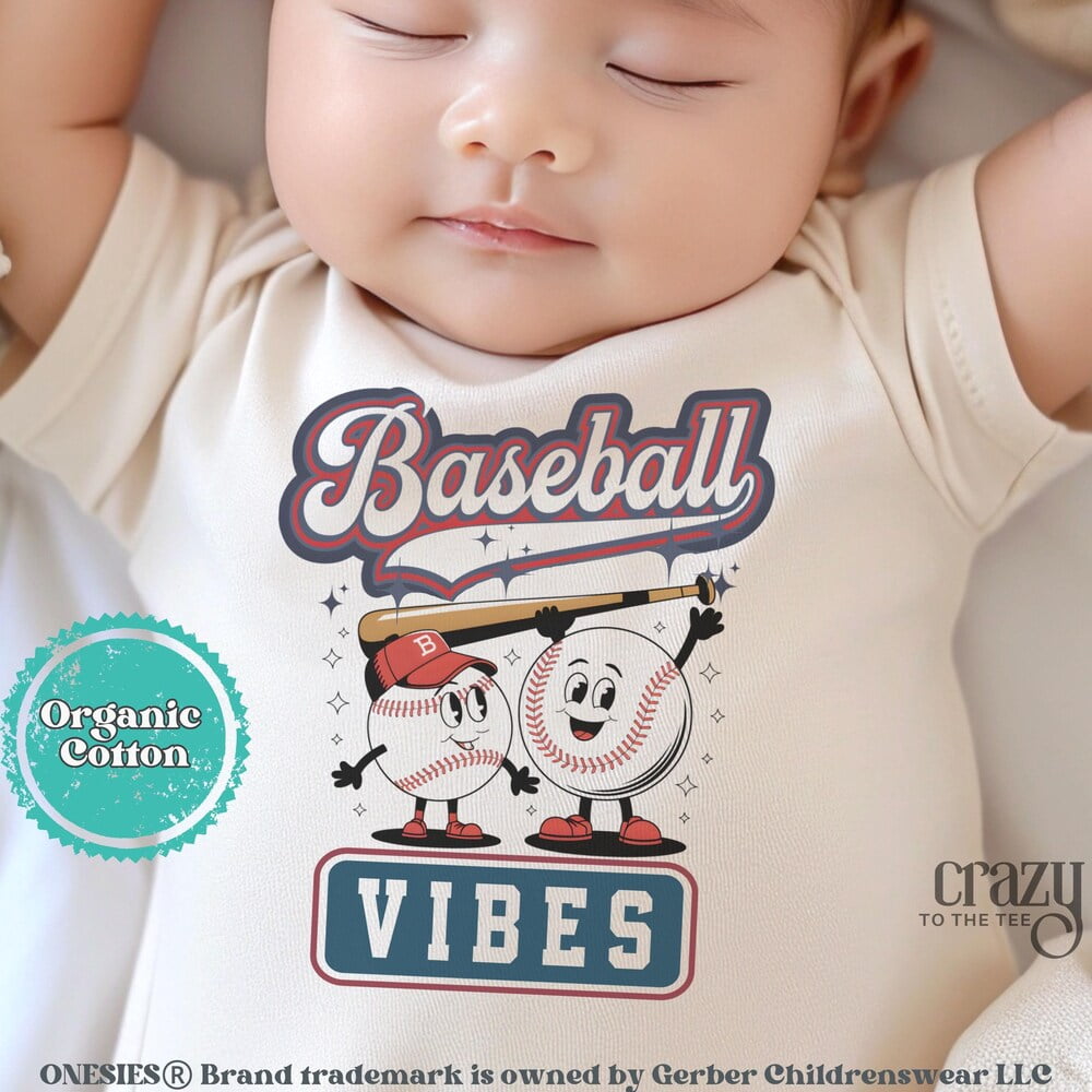 Baby Bodysuit BELLA CANVAS Baseball Vibes Baby Gerber Onesie Bodysuit, Retro Baseball Ballgame ...