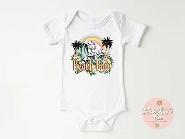 Baby Bodysuit BELLA CANVAS Beach Bum Baby Bodysuit-Retro Boho Summer ...