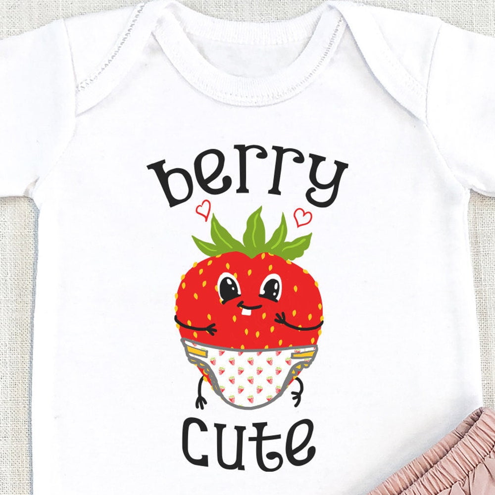 Baby Bodysuit BELLA CANVAS Berry Cute, Strawberry, Cute Baby S, Baby ...