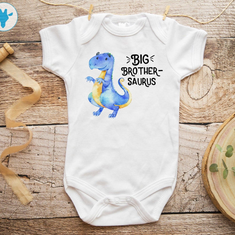 Baby Bodysuit BELLA CANVAS Big Brother-Saurus Bodysuit, Funny Baby Clothes, Dinosaur Onesie ...