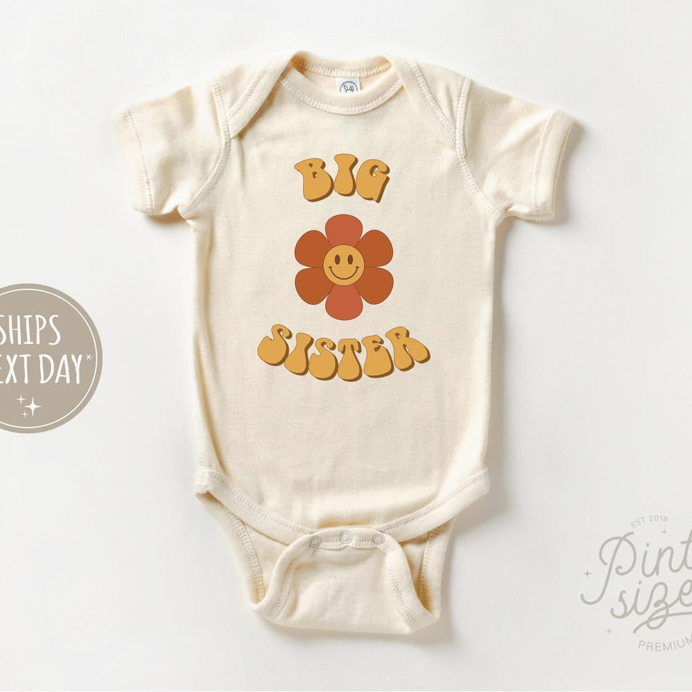 Baby Bodysuit BELLA CANVAS Big Sister Flower Onesie - Retro Sibling ...