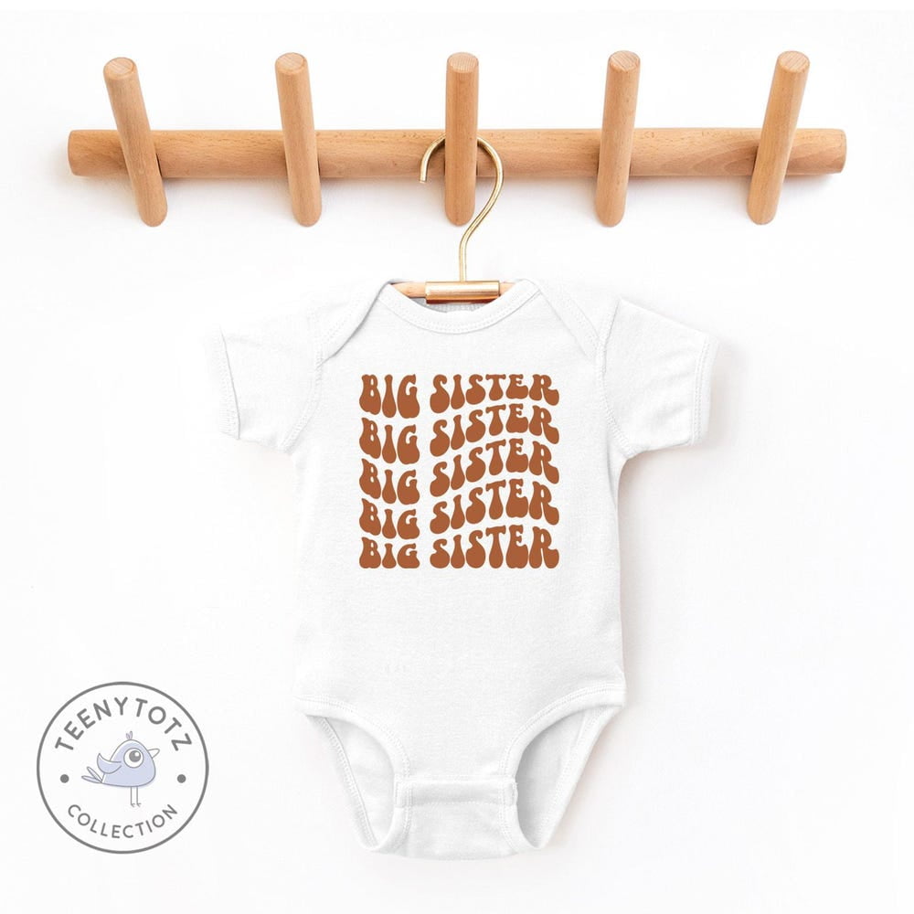 Baby Bodysuit BELLA CANVAS Big Sister Retro Bodysuit, Cute Baby Romper, Big Sister Baby Bodysuit ...