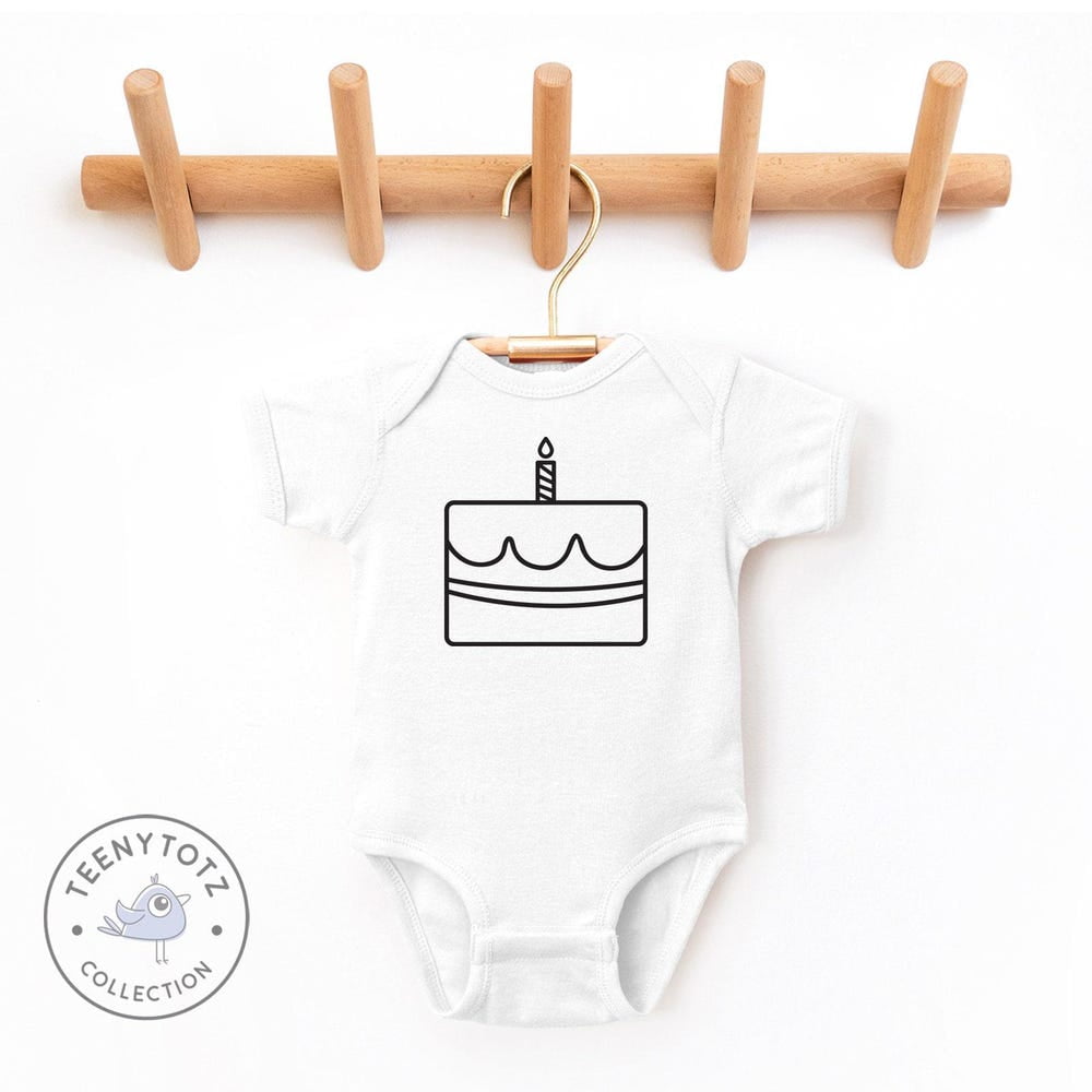 Baby Bodysuit BELLA CANVAS Birthday Cake Bodysuit, Modern Birthday Romper, First Birthday Cake ...