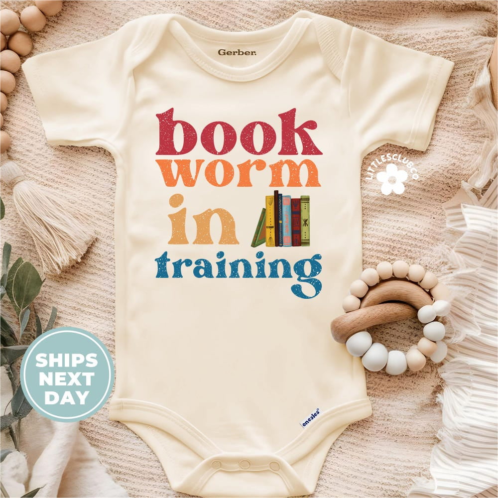 Baby Bodysuit BELLA CANVAS Bookworm In Training Onesie, Book Club ...