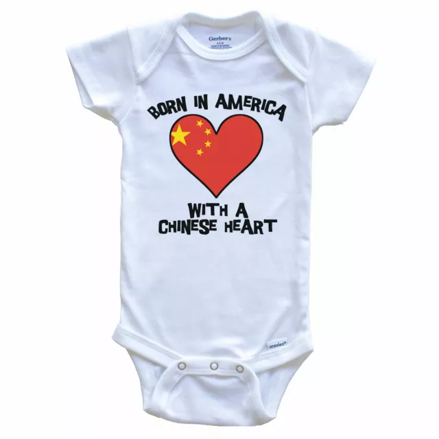 Baby Bodysuit BELLA CANVAS Born In America With A Chinese Heart Baby ...