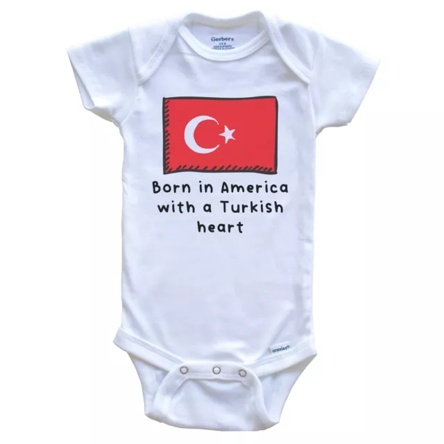 Baby Bodysuit BELLA CANVAS Born In America With A Turkish Heart Cute ...