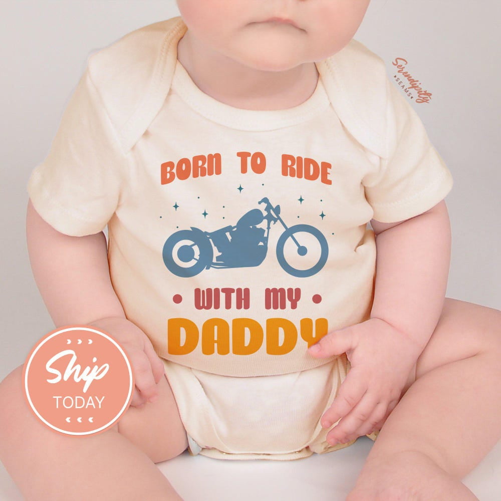 Baby Bodysuit BELLA CANVAS Born To Ride With My Daddy Baby Onesies ...