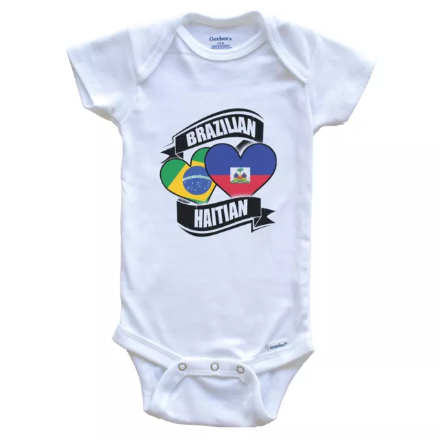 Baby Bodysuit BELLA CANVAS Brazilian Haitian Hearts Brazil Haiti Flags ...