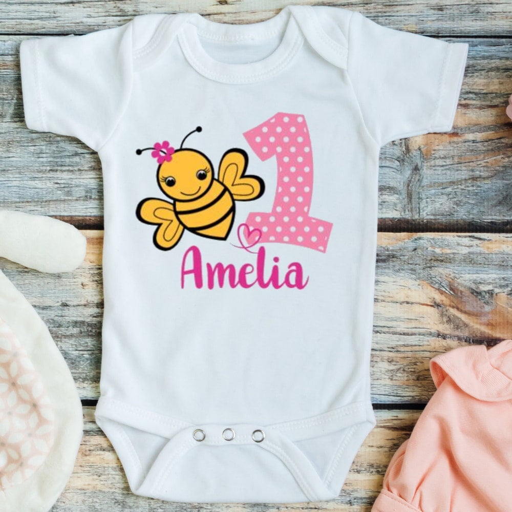 Baby Bodysuit BELLA CANVAS Bumble Bee Birthday, 1St Birthday Girl ...