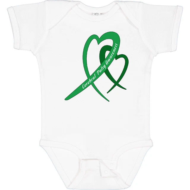 Baby Bodysuit BELLA CANVAS Cerebral Palsy Awareness Green Heart Ribbons Baby Bodysuit Ribbon ...