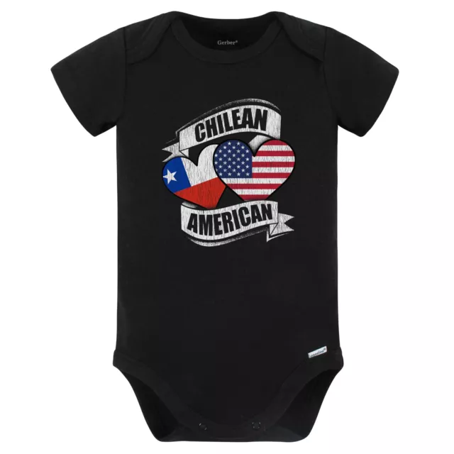 Baby Bodysuit BELLA CANVAS Chilean American Hearts Usa Chile Flags Baby ...