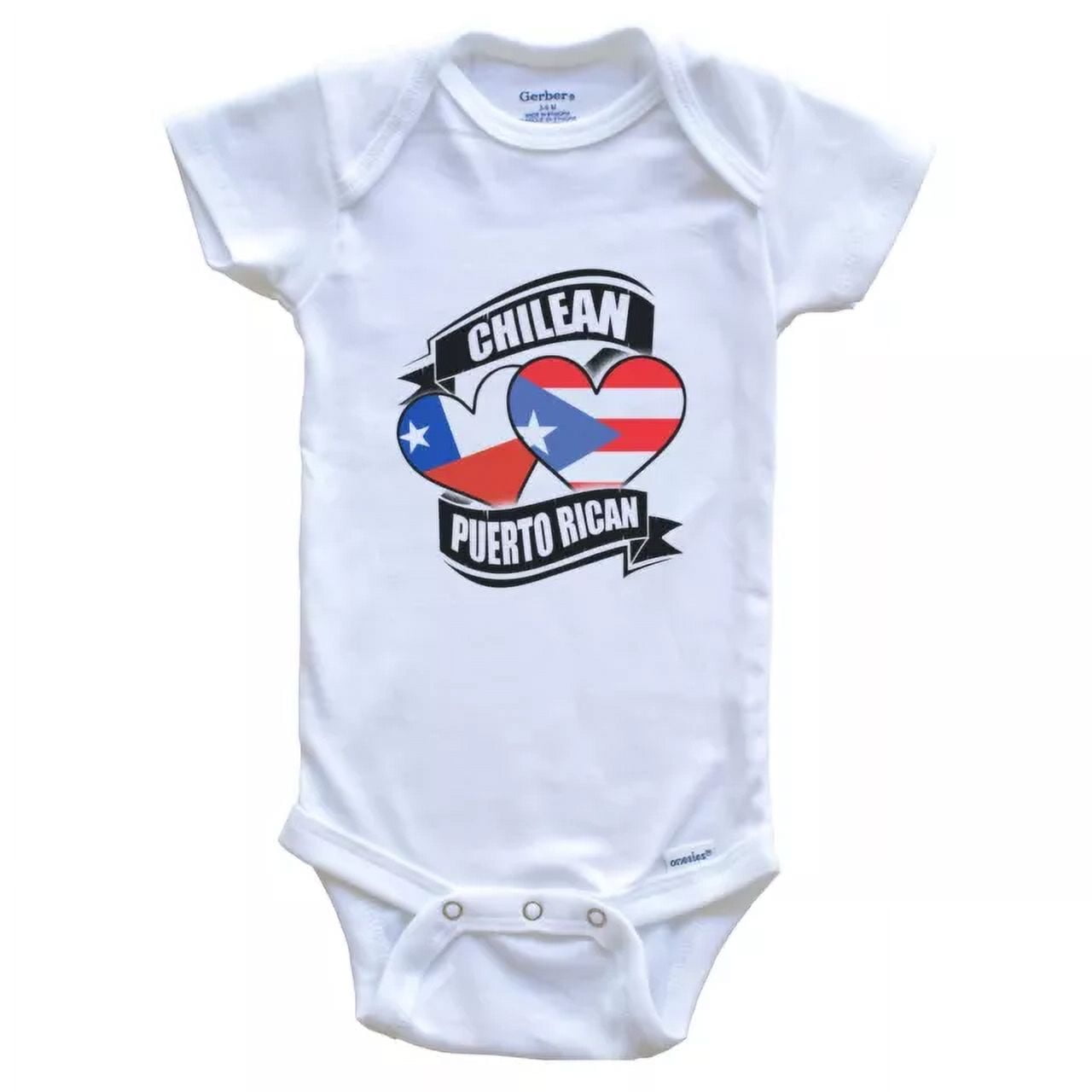 Baby Bodysuit BELLA CANVAS Chilean Puerto Rican Hearts Chile Puerto ...