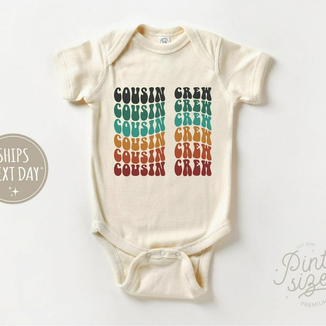 Baby Bodysuit BELLA CANVAS Cousin Crew Onesie - Boho Retro Rainbow Bodysuit - Matching Cousins ...
