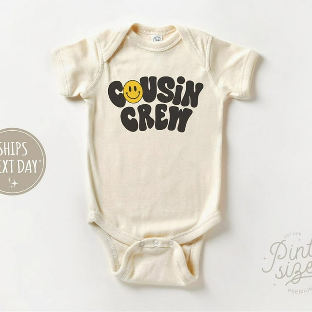 Baby Bodysuit BELLA CANVAS Cousin Crew Smiley Face Onesie - Retro Cousin Club Bodysuit - Cute ...