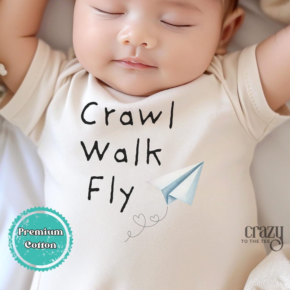Baby Bodysuit BELLA CANVAS Crawl Walk Fly Baby Onesie Bodysuit, First ...