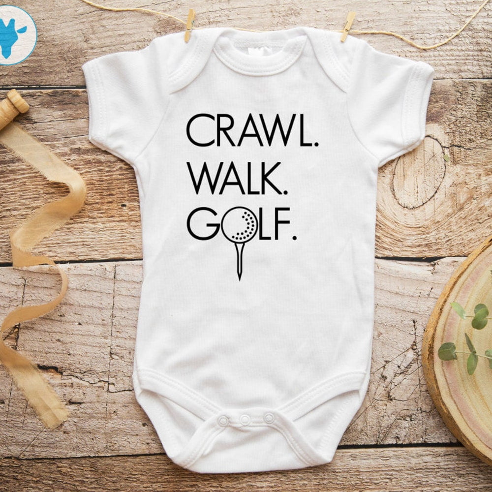 Baby Bodysuit BELLA CANVAS Crawl Walk Golf Baby Onesie - Golf Lover Baby Clothes - Funny Baby ...