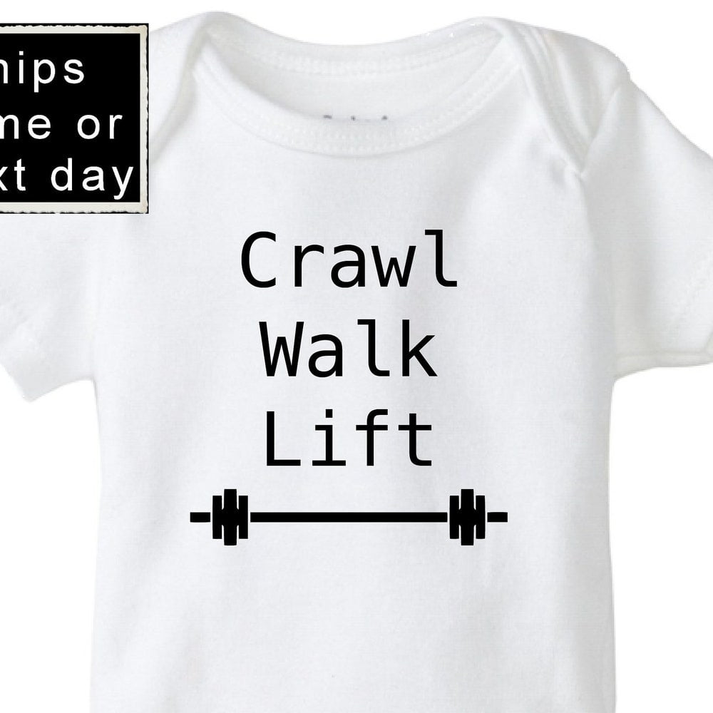 Baby Bodysuit BELLA CANVAS Crawl Walk Lift, Lifting Baby Onesie, Weight ...