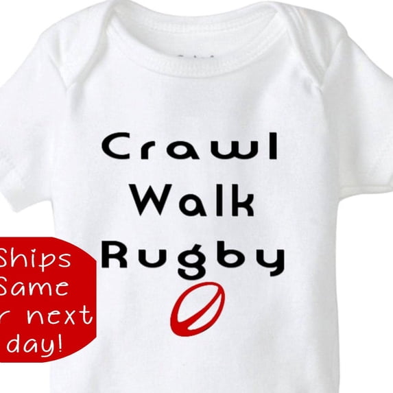 Baby Bodysuit BELLA CANVAS Crawl Walk Rugby, Gerber Onesie, Choose ...