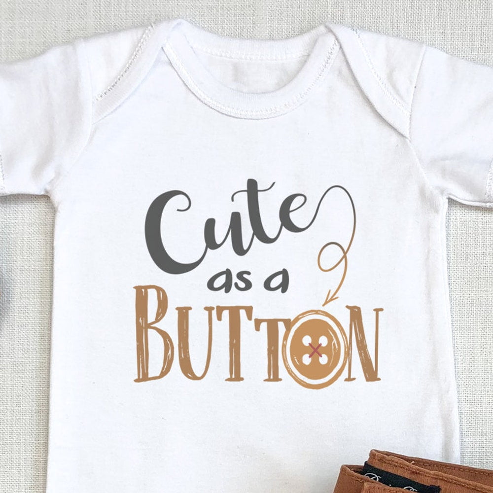 Baby Bodysuit BELLA CANVAS Cute As A Button, Cute Baby Bodysuit, Cute Baby Gift, Baby Girl ...
