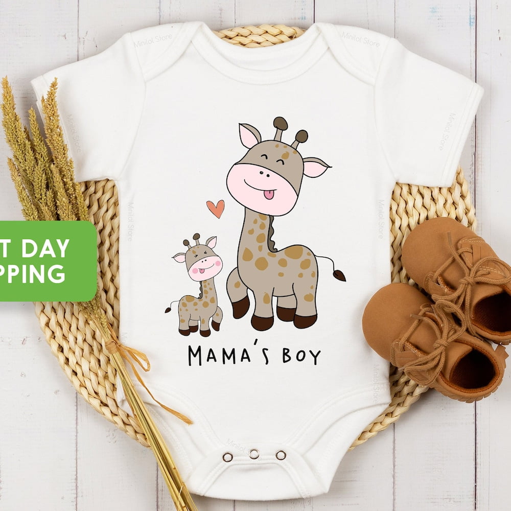 Baby Bodysuit BELLA CANVAS Cute Mama And Boy Giraffe Onesie, Mother'S Boy Baby Onesie, Mother'S ...