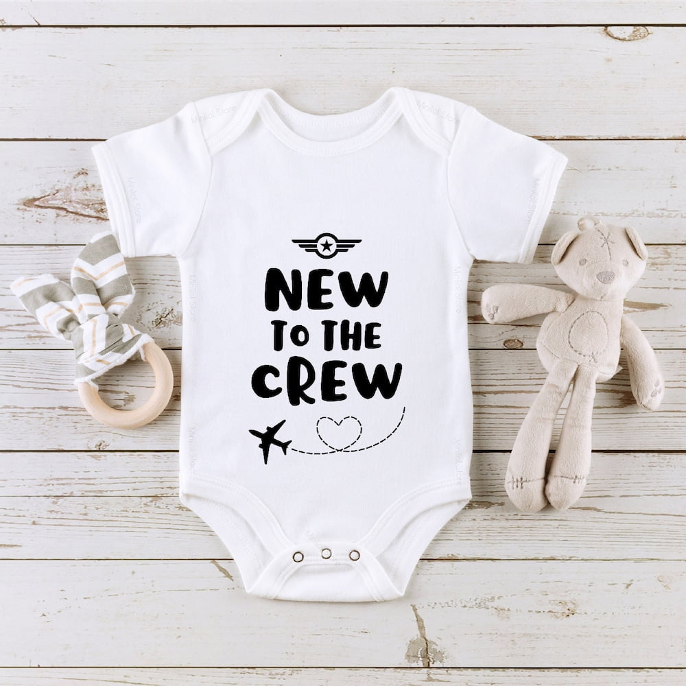 Baby Bodysuit BELLA CANVAS Cute New To The Crew Onesie, Airplane Baby Onesie, Cute Co-Pilot ...