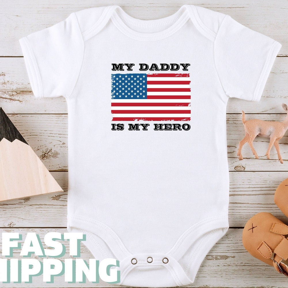 Baby Bodysuit BELLA CANVAS My Daddy Is My Hero Onesies Police Military Baby Father'S Day Gift ...