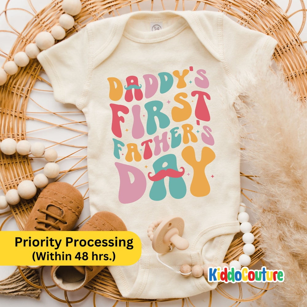 Baby Bodysuit BELLA CANVAS Daddy'S First Father'S Day Onesie, Retro ...