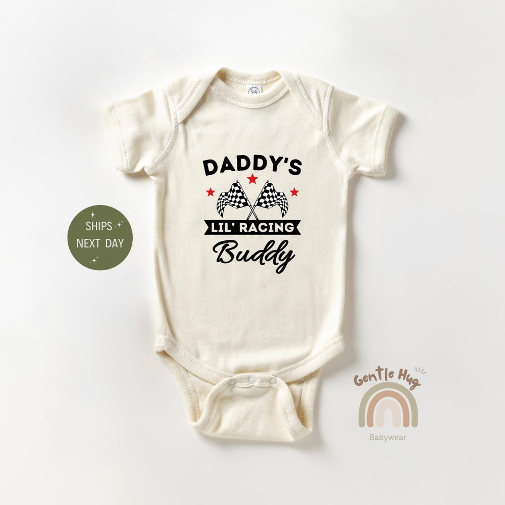 Baby Bodysuit BELLA CANVAS Daddy'S Lil Racing Buddy Onesie, Funny Racecar Baby Bodysuit, I Love ...