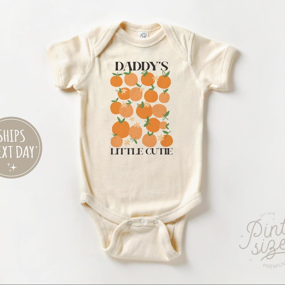 Baby Bodysuit BELLA CANVAS Daddy'S Little Cutie Onesie - Vintage Orange Bodysuit - Cute Retro ...