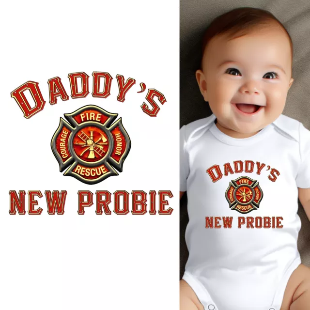 Baby Bodysuit BELLA CANVAS Daddy'S New Probie Firefighter Baby Clothes For Infants Baby Bodysuit ...