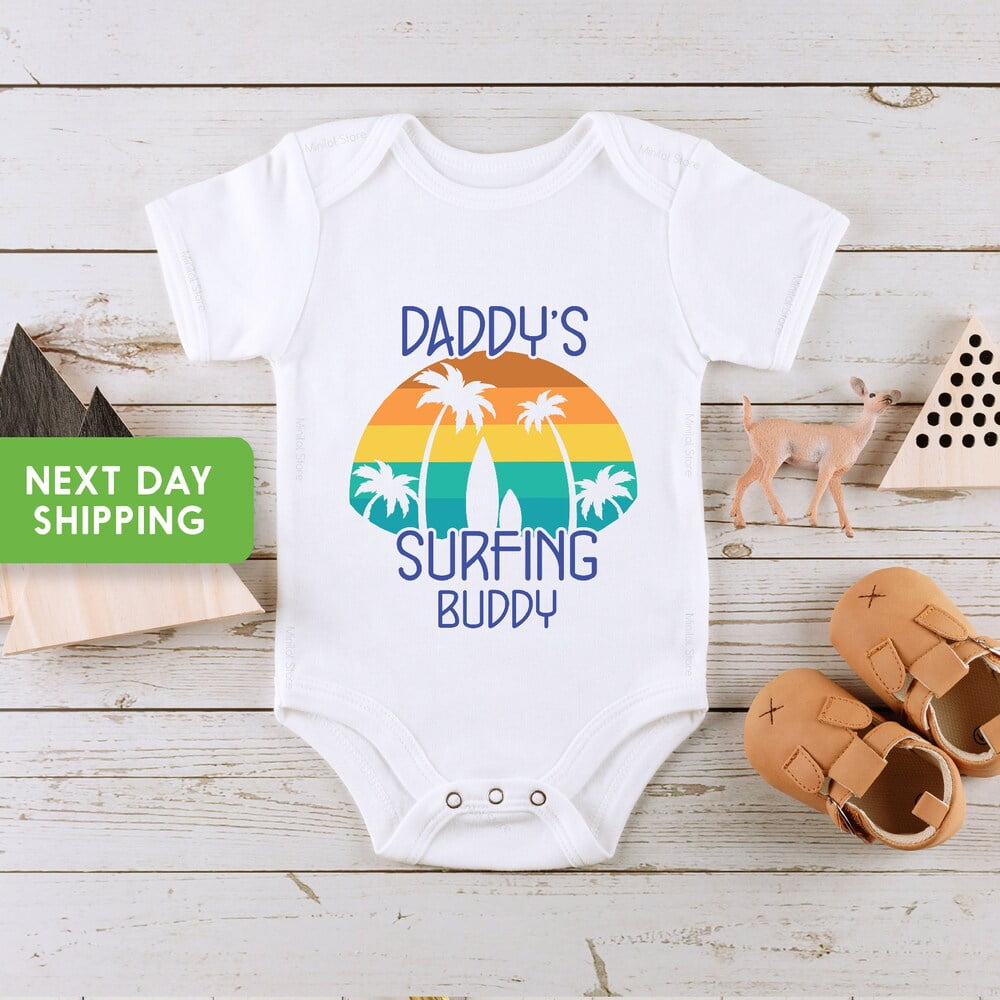 Baby Bodysuit BELLA CANVAS Daddy'S Surfing Buddy Baby Onesie, Surfing ...
