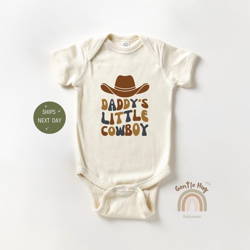 Baby Bodysuit BELLA CANVAS Daddys Little Cowboy Baby Onesie, Retro ...
