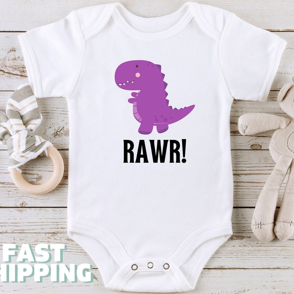 Baby Bodysuit BELLA CANVAS Dino Rawr Baby Onesies Babysaurus Bodysuit ...
