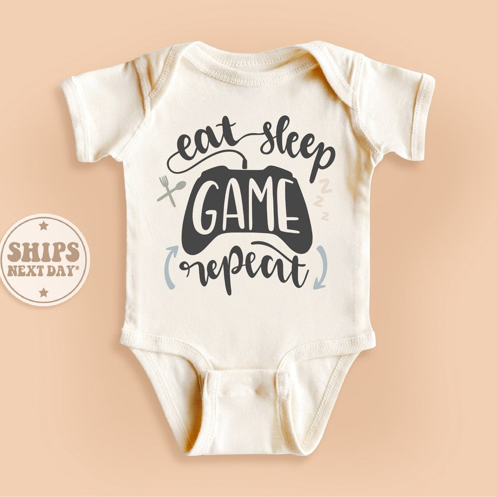 Baby Bodysuit BELLA CANVAS Eat Sleep Game Repeat Onesie, Gamer Baby ...