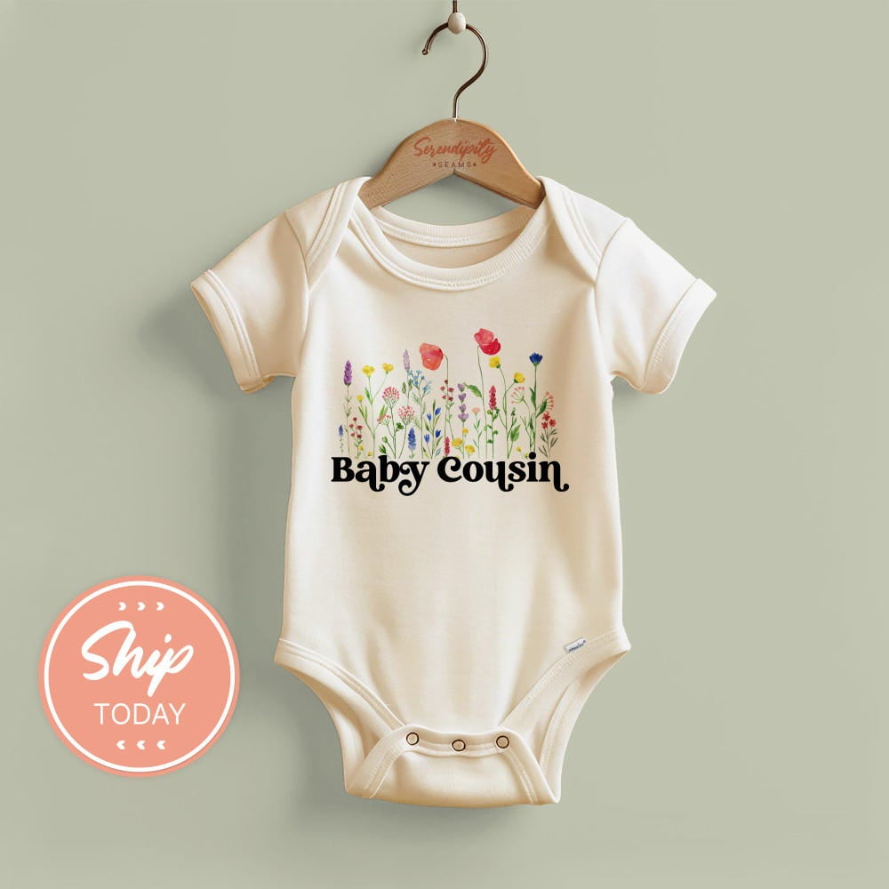 Baby Bodysuit BELLA CANVAS Family Cousin Baby Onesies Brand, Wildflower Baby Shower Gift, Floral ...