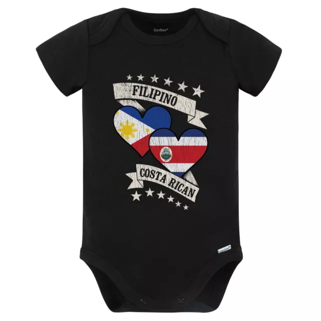 Baby Bodysuit BELLA CANVAS Filipino Costa Rican Heart Flags Philippines ...