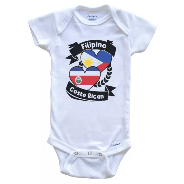 Baby Bodysuit BELLA CANVAS Filipino Costa Rican Heart Flags Philippines ...