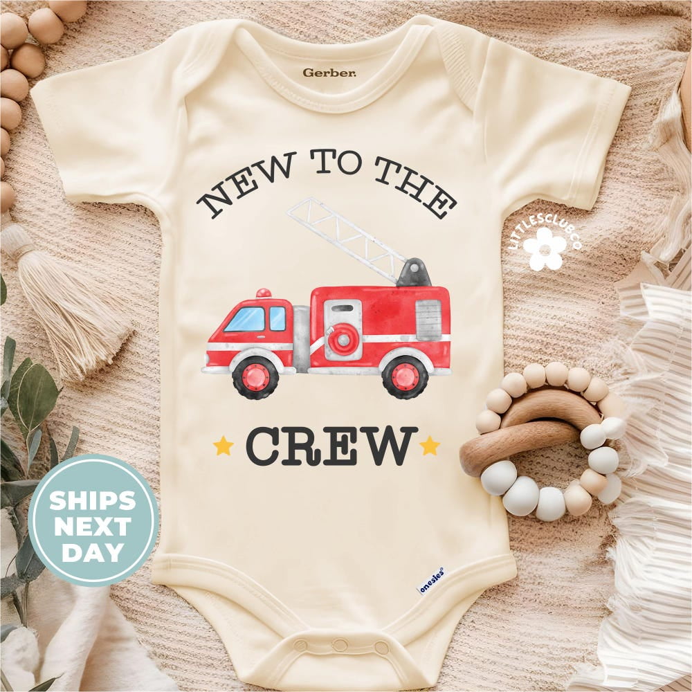 Baby Bodysuit BELLA CANVAS Firefighter Baby Onesie, New To The Crew Firefighter Baby Bodysuit ...