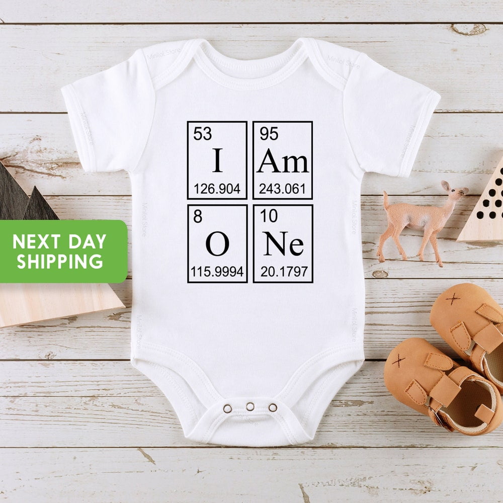 Baby Bodysuit BELLA CANVAS First Birthday Periodical Table Onesie, First Birthday Boy Onesie ...