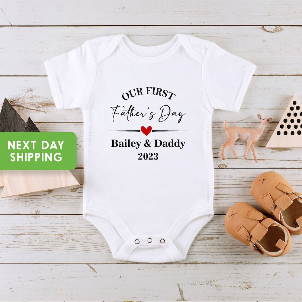Baby Bodysuit BELLA CANVAS Our First Fathers Day Baby Onesie, Our First Fathers Day Onesie For ...