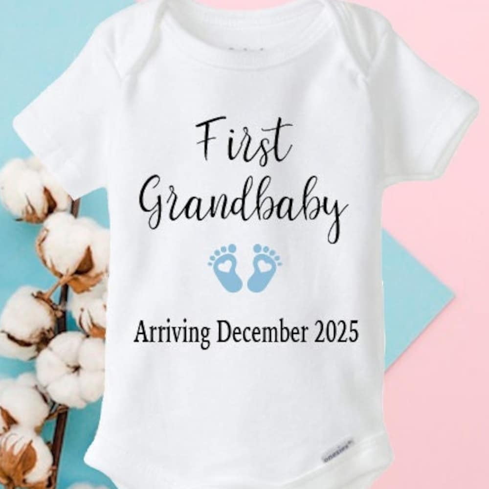 Baby Bodysuit BELLA CANVAS First Grandbaby, Baby Announcement Onesie ...