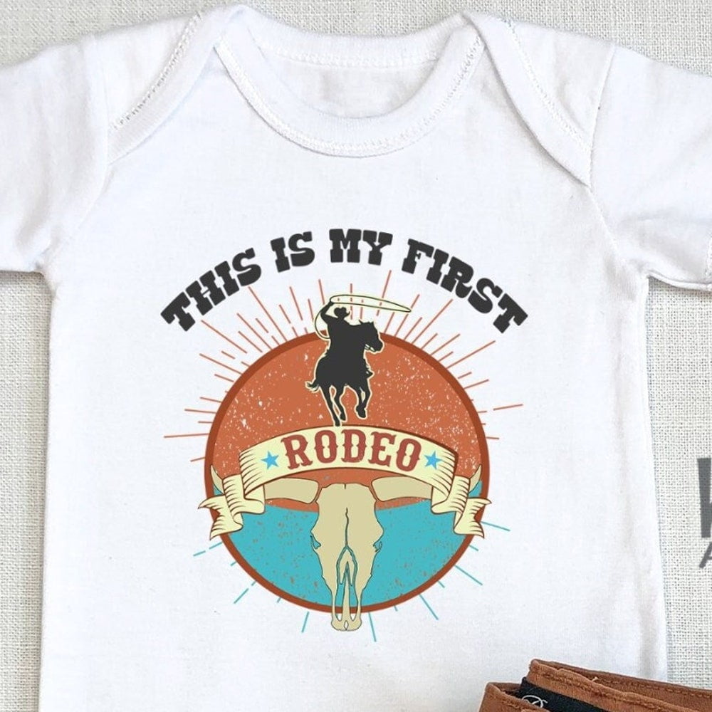 Baby Bodysuit BELLA CANVAS First Rodeo, Rodeo Theme, Wild West Horse ...