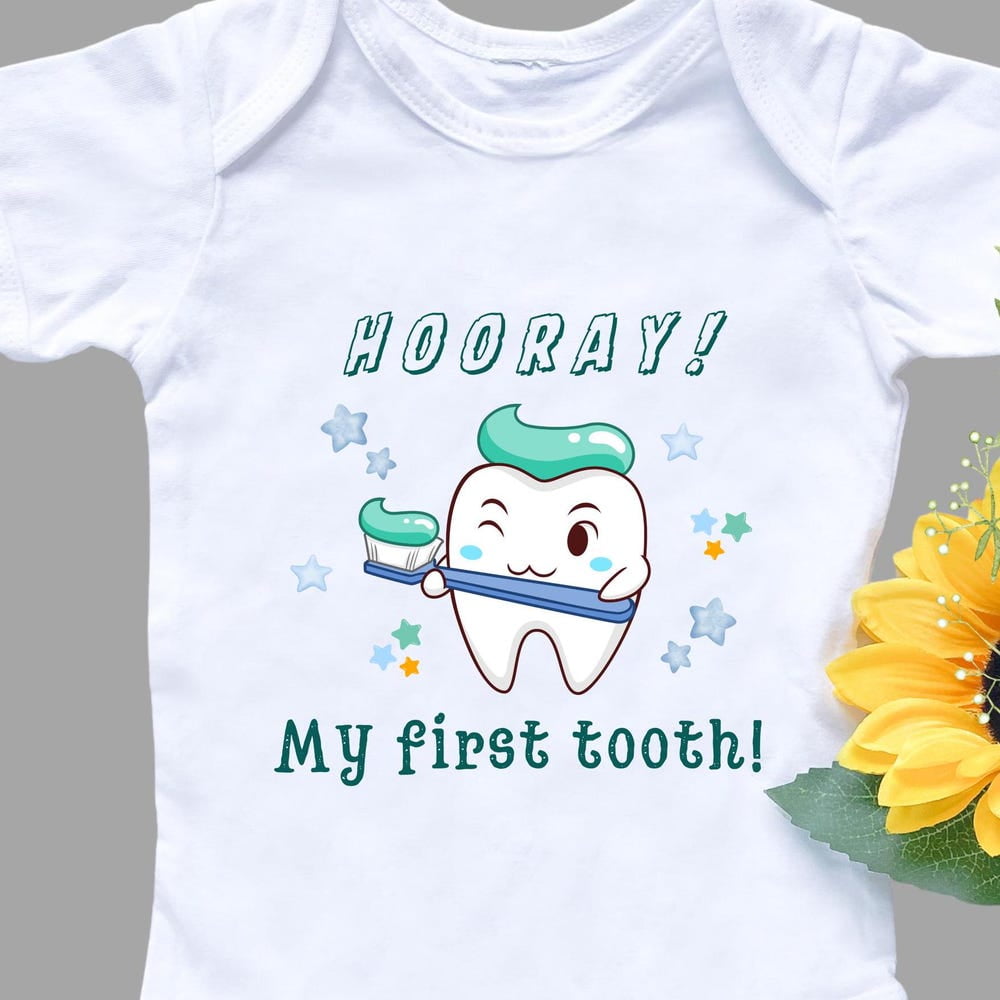 Baby Bodysuit BELLA CANVAS My First Tooth Baby Onesie Funny Baby Tee ...