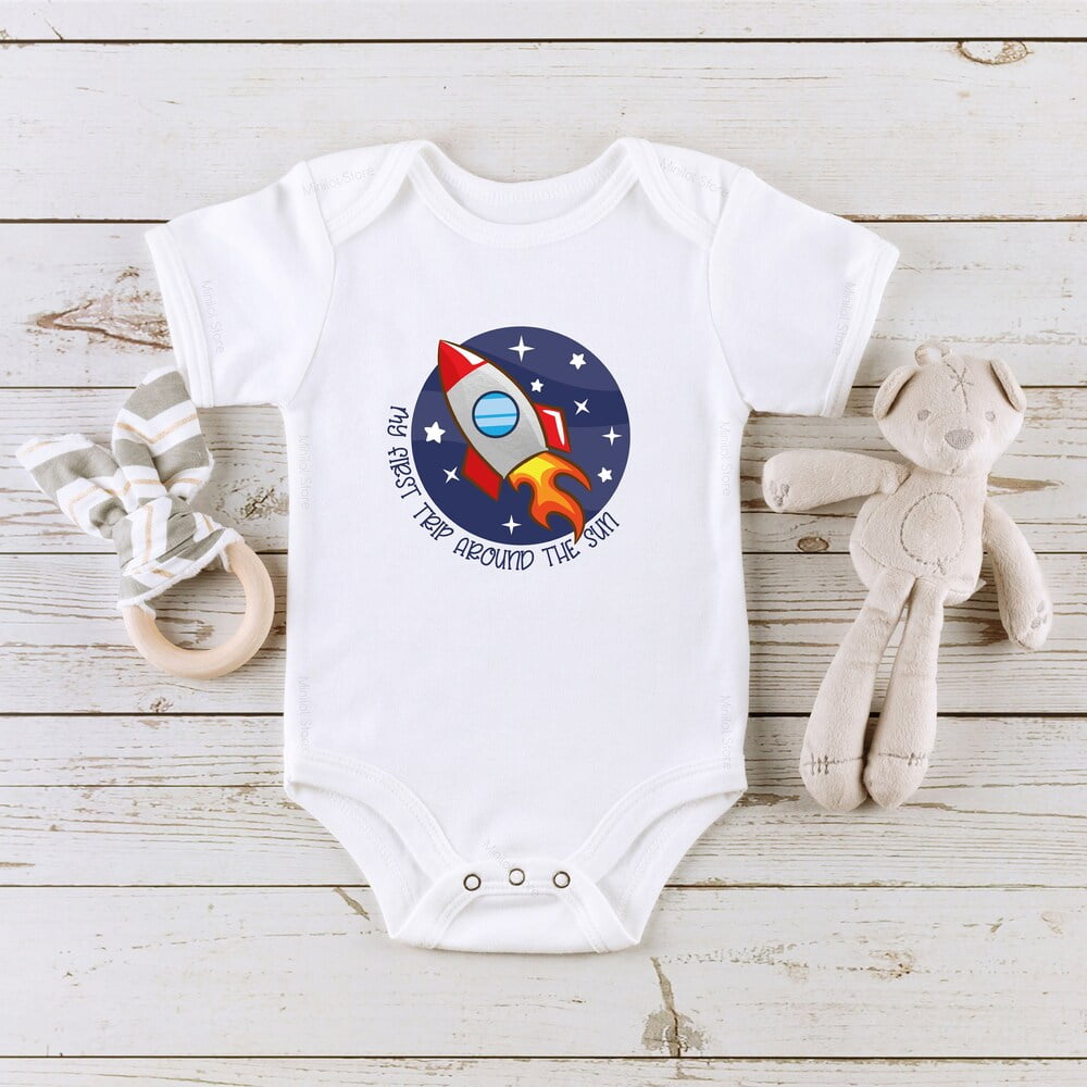 Baby Bodysuit BELLA CANVAS First Trip Around The Sun Birthday Onesie ...
