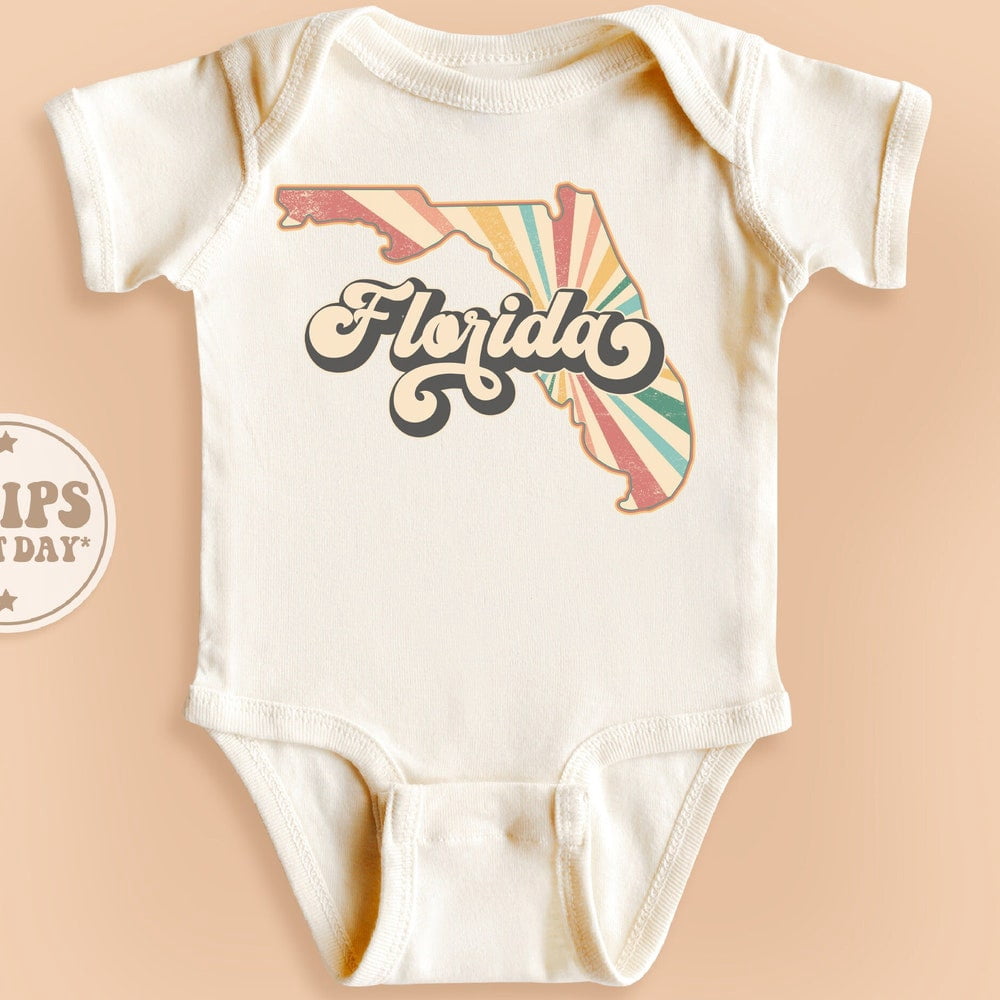 Baby Bodysuit BELLA CANVAS Florida State Onesie, Retro Natural Baby ...