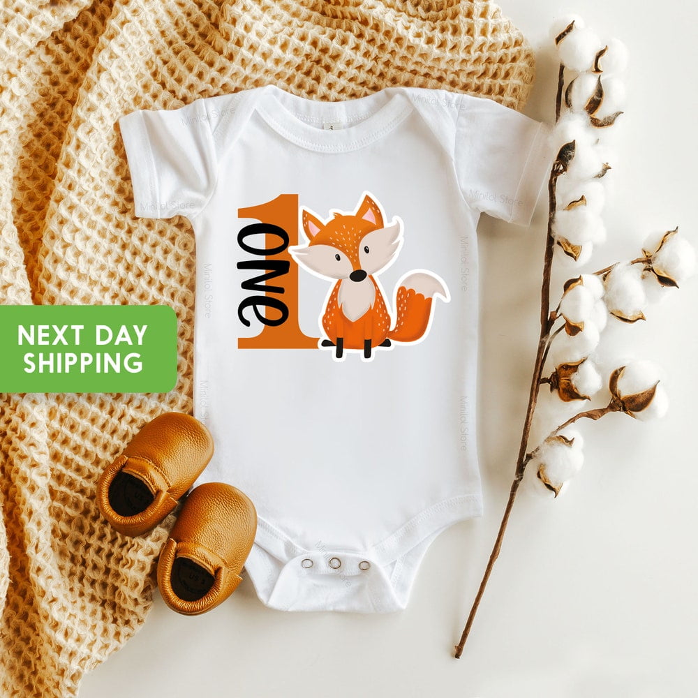 Baby Bodysuit BELLA CANVAS Fox First Birthday Onesie Woodland Birthday ...