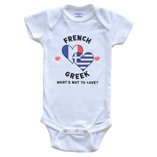 Baby Bodysuit BELLA CANVAS French Greek What'S Not To Love Heart Flags ...
